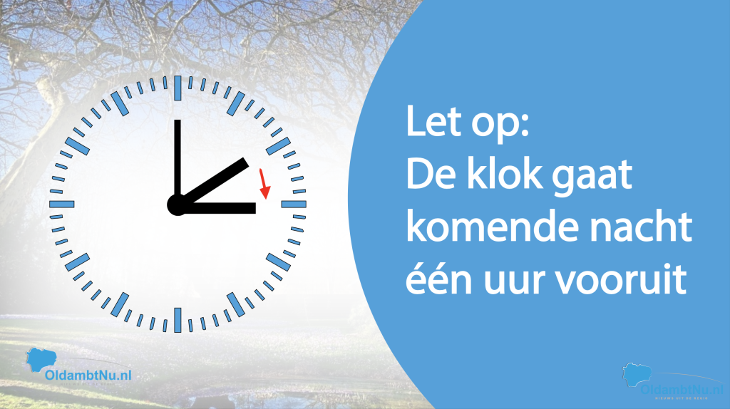 Uurtje korter slapen komende nacht: de zomertijd gaat in - OldambtNu.nl