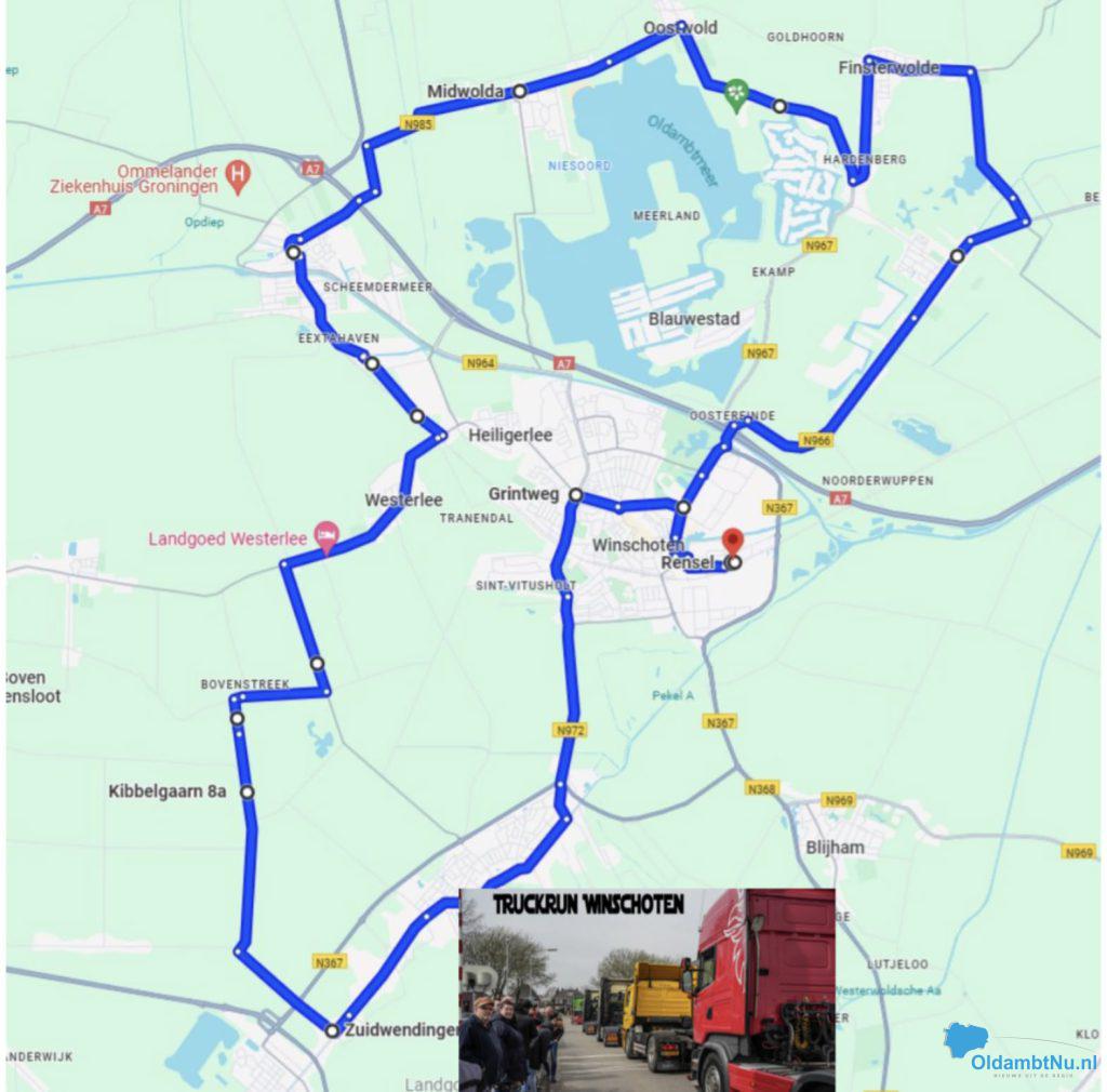 Dit is de route van de Truckrun op tweede paasdag 2024 - OldambtNu.nl